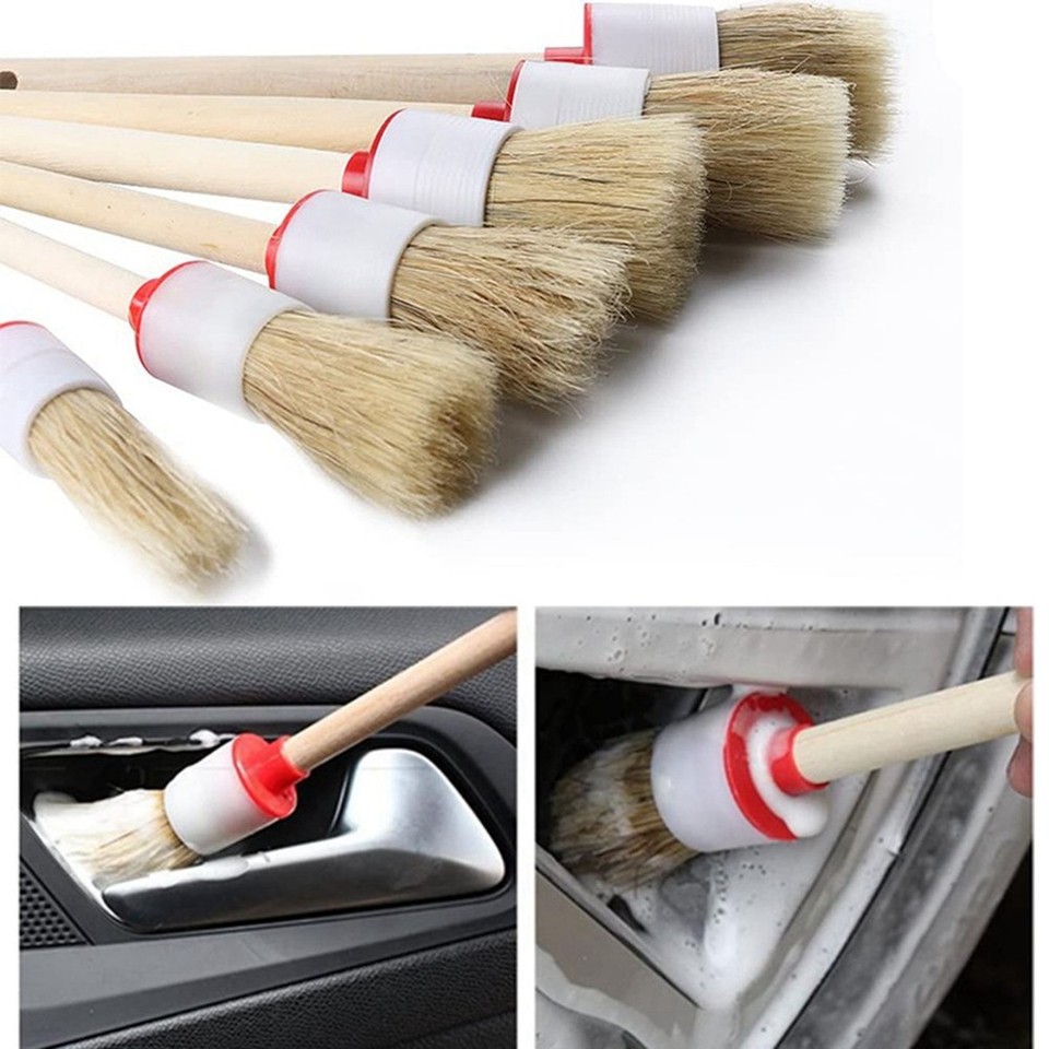 3X(8-Piece Cleaning Brush Car Tool Detail Brush Set PP Wire Brush ...