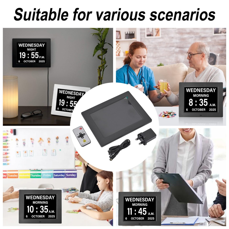 Digital Alarm Clock Week/Date Calender for Memory Loss Dementia Elderly ...