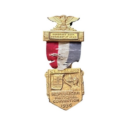 1936 Republican National Convention Sergeant At Arms Medal Badge Gov ...
