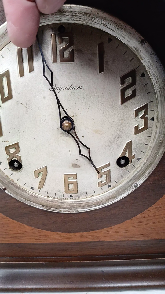 ANTIQUE INGRAHAM Tambour Mantel Mantle Clock, Working Great Duplex Hera ...