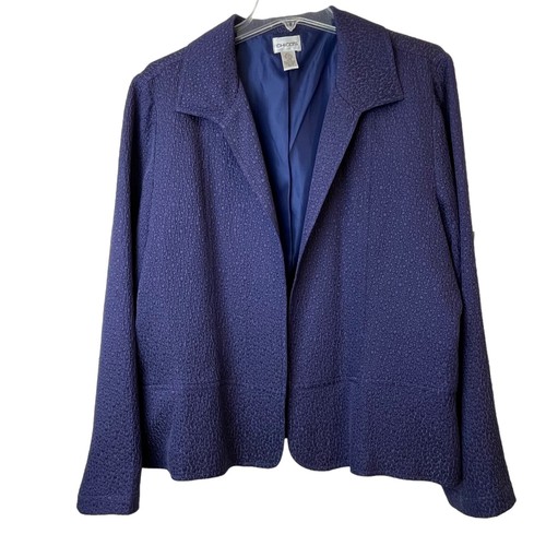 Chico’s Jacket Separate Size 3 XL 16 Lined Open Front Textured Silk ...
