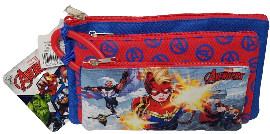 Marvel Avengers 3 Layers Zip Multi-Use Travel Cosmetic Pencil Case ...