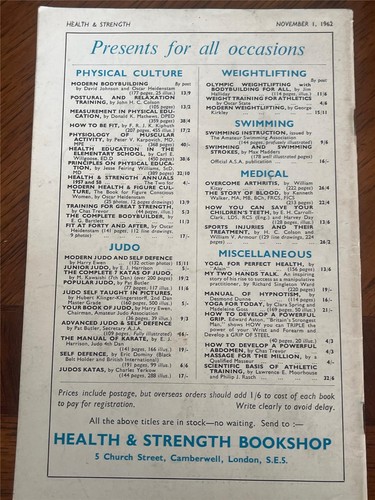 HEALTH and STRENGTH bodybuilding magazine JOE ABBENDA & LEN SELL 11-62 ...