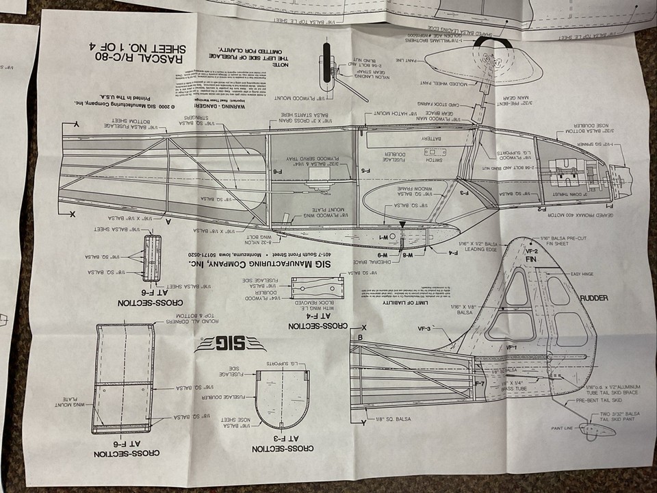 SIG RASCAL PLANS & DECAL SHEET FOR R/C BALSA MODEL AIRPLANE KIT | eBay