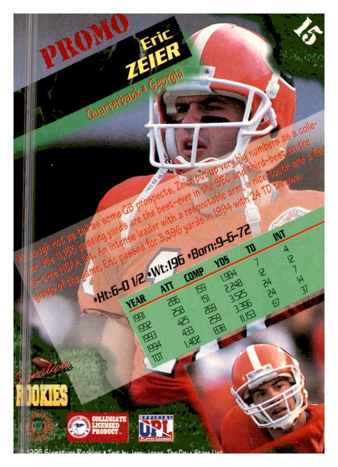1995 Signature Rookies Promos PR20000 Eric Zeier PR2000015 | eBay