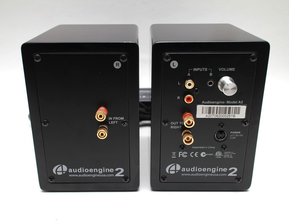AudioEngine A2 Powered Desktop Wired Speakers Black & Power Supply ...