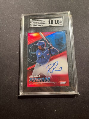 2021 Bowman’s Best Reginald Preciado Best Of 2021 Auto Red /10 Cubs SGC ...