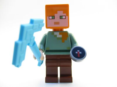 LEGO Minecraft Alex Diamond Pick Axe Minifigure 21129 Compass Mini Fig ...