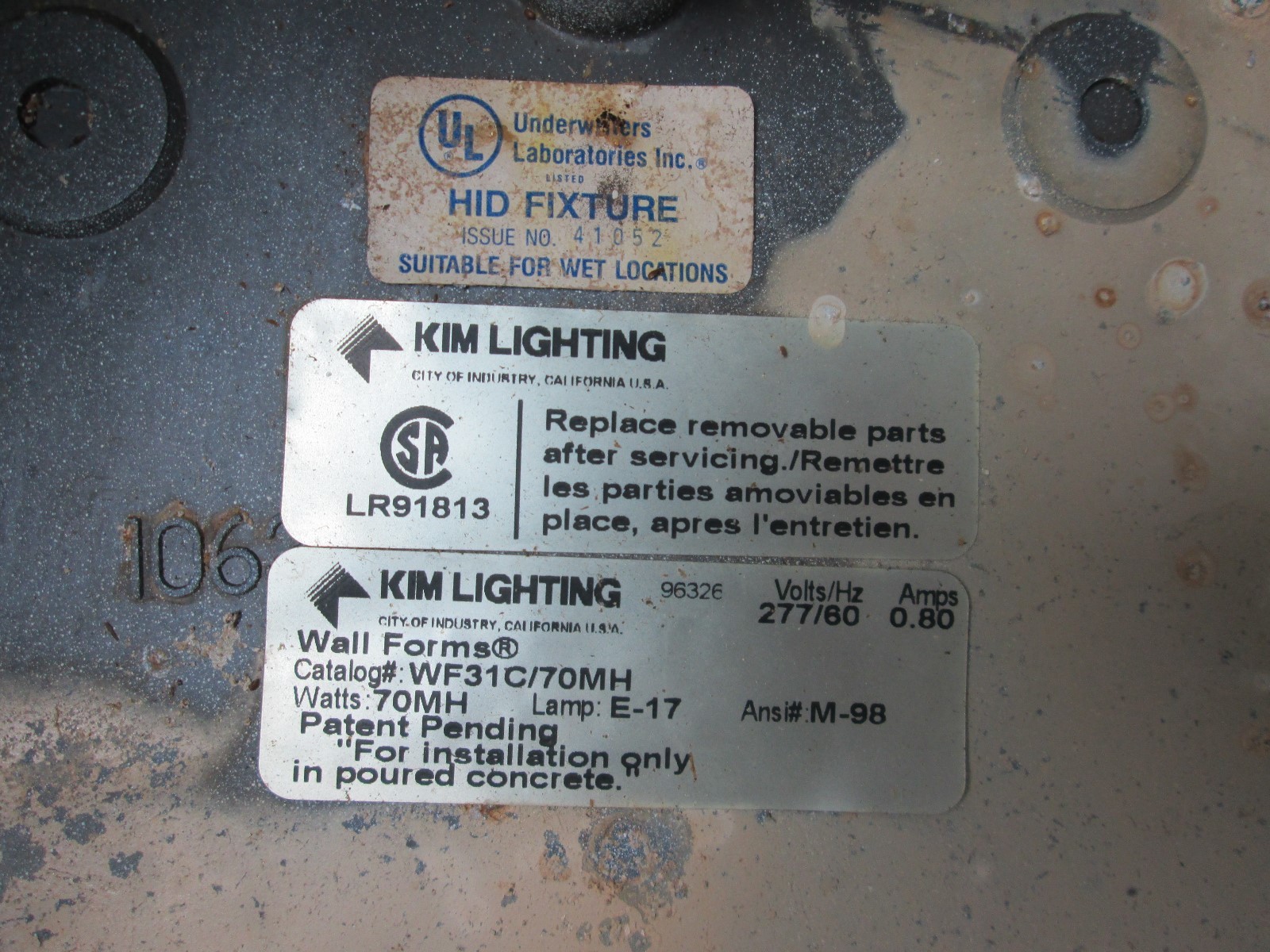 Kim Lighting New Inverted HID Fixture Housing LR91813 Catalog# WF31C ...