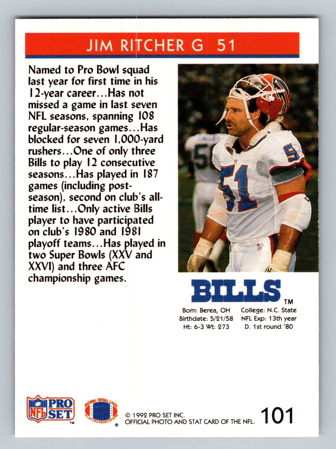 1992 Pro Set - #101 Jim Ritcher for sale online | eBay