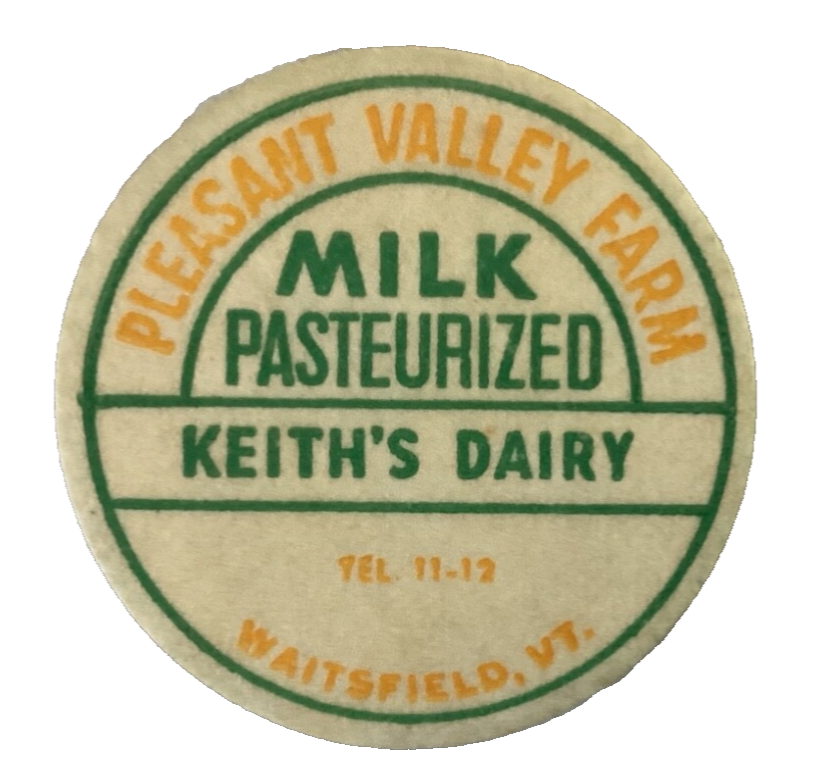 PLEASANT VALLEY FARM KEITH'S DAIRY WAITSFIELD VERMONT VT MILK CAP | eBay