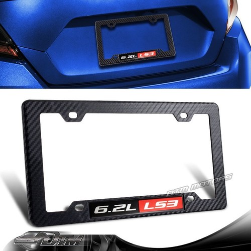 1PCS Carbon Style ABS License Plate Frame Cover Front & Rear W/ 6.2L ...
