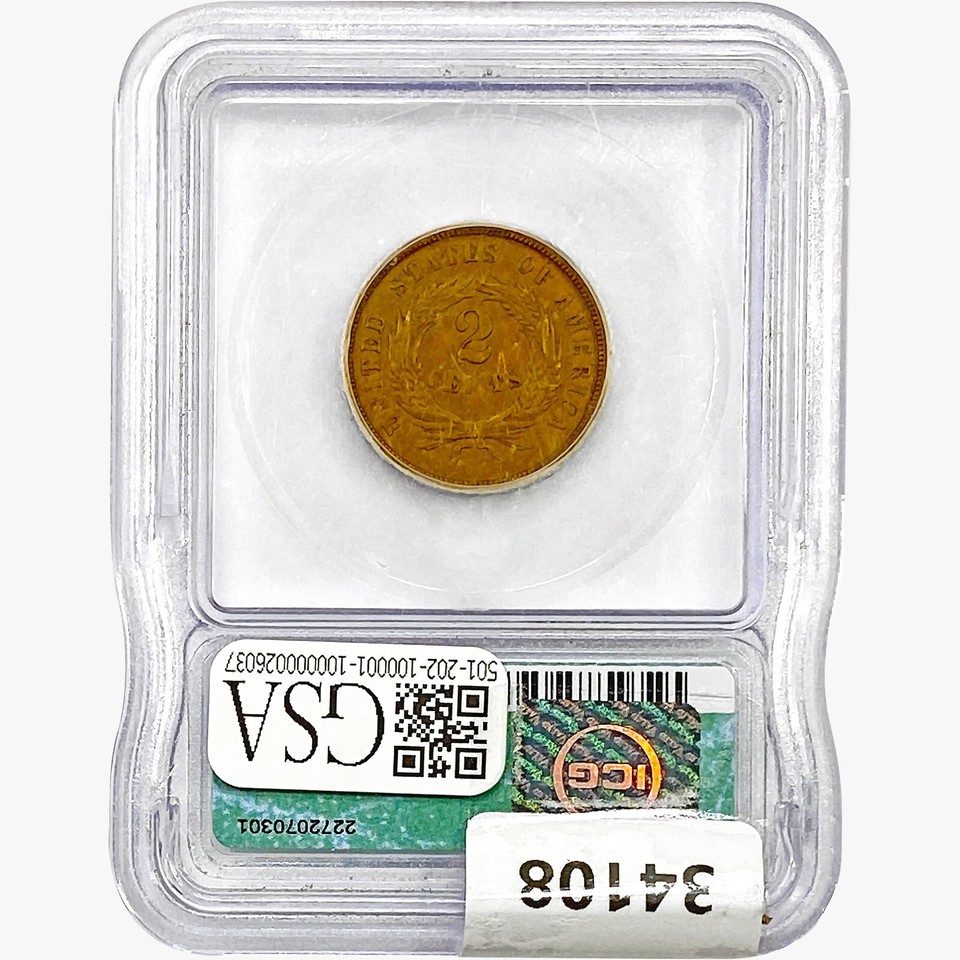 1864 Two Cent Coin Piece ICG AU58 Large Motto RPD | eBay