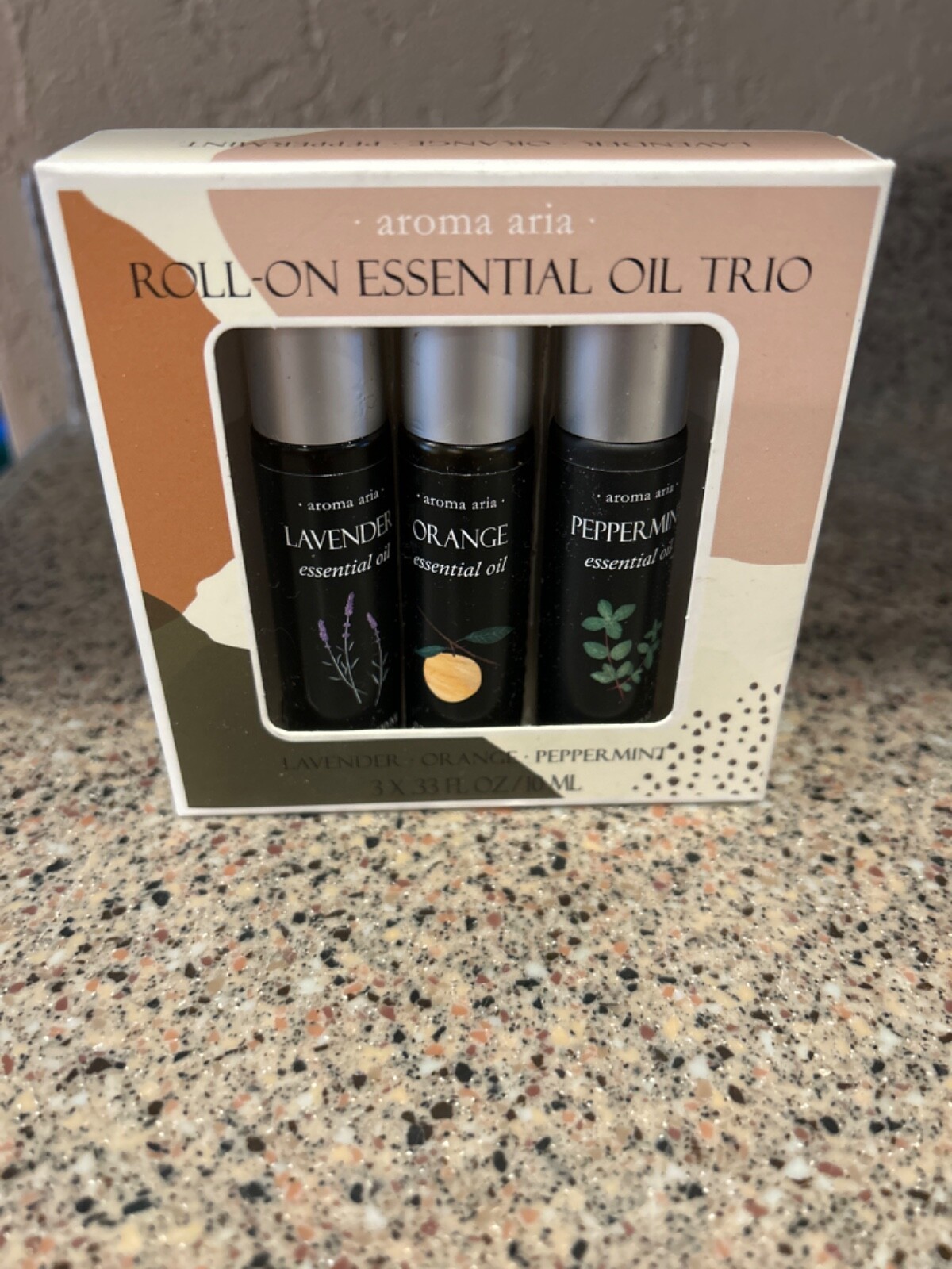 Roll-On Essential Oil Trio Aroma Aria 3x.33 Fl Oz Lavender Orange ...