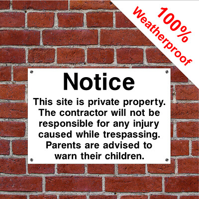 Notice private property disclaimer Health and safety signs CONS075 ...