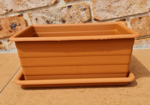 27cm Outdoor Garden Rectangle Terracotta Plastic Plant Pot Window Box ...