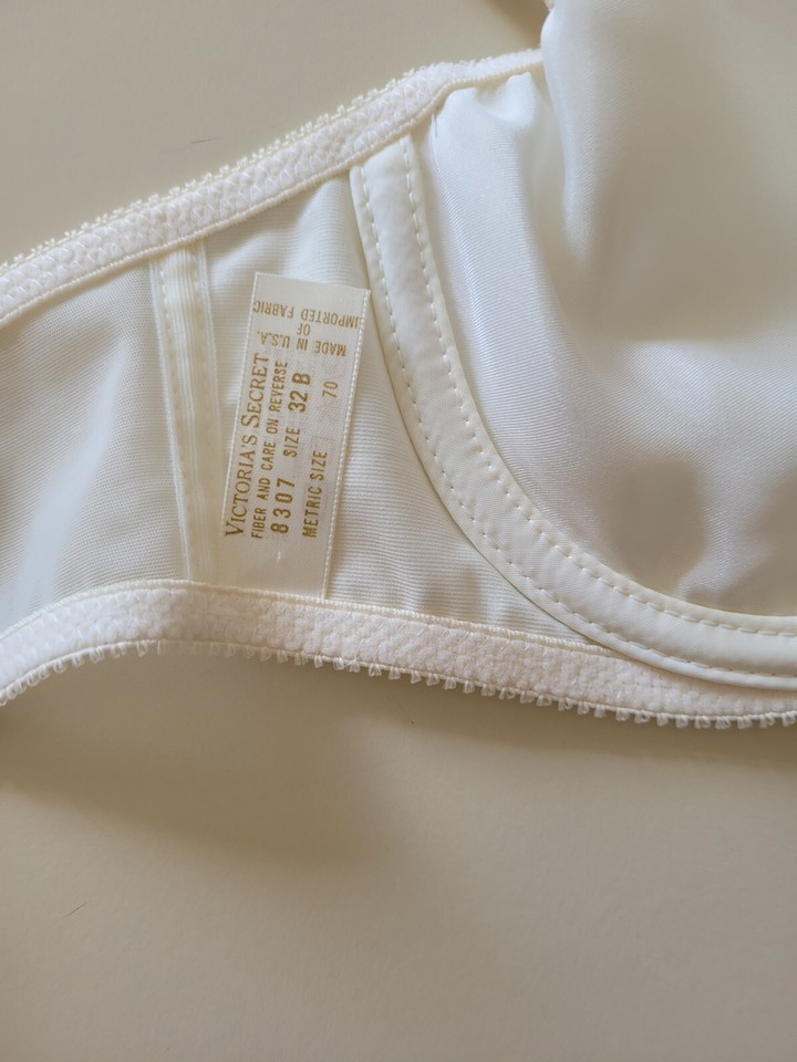 Vintage Victorias Secret Gold Label Sheer Satin Ivory Bra 32 B Bridal ...