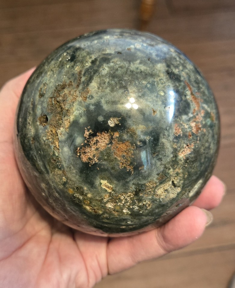 [3 lbs, 6 oz] NEW Green Druzy Ocean Jasper Gemstone Crystal Sphere, 4" | eBay