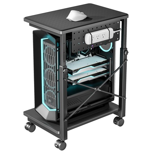 Height Adjustable Computer Tower Stand, 2-Tier PC Tower Stand for Most ...