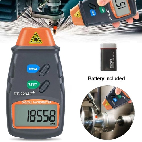 LCD Digital Tachometer Non Contact Laser Photo RPM Tach Meter Motor ...