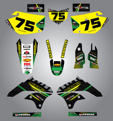 Kawasaki KLX 450 - 2008 - 2014 Full Custom Graphic Kit -FACTORY STYLE ...