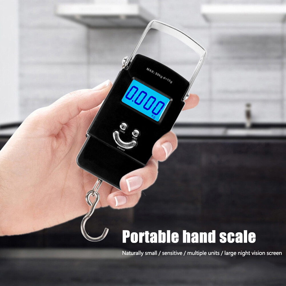 LCD Digital Scales 110lb 50kg Electronic Hanging Hook Scale for Fishing ...