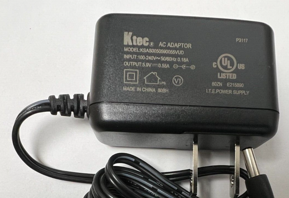 KTEC AC ADAPTER OUTPUT 5.9V KSAS0050590055VUD INPUT 100-240V | eBay