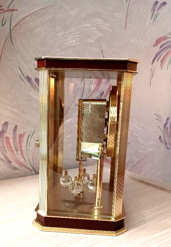 Vintage Versailles Brass Crystal Rotating Pendulum Quartz Desk Mantel ...
