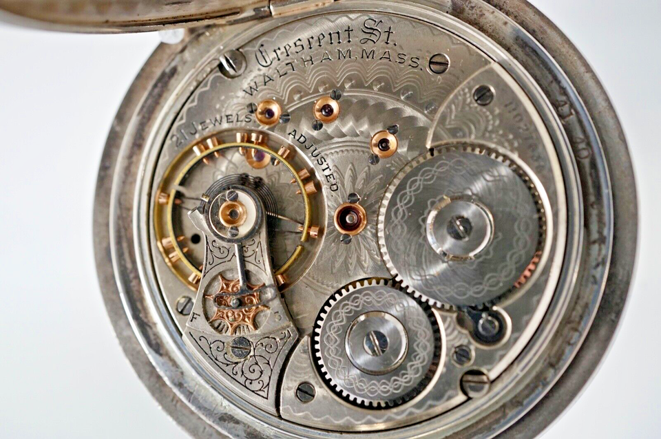 1901 Waltham Crescent Street 3 Ounce Sterling Silver 21J 18S Pocket ...