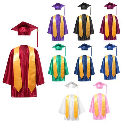 Graduation Gown Cap Unisex Robe Set with Tassel Cap for Preschool ...