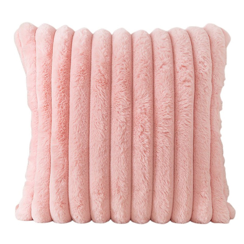 Solid Plain Stripe Velvet Cushion Cover Throw Pillow Case Car Sofa ...