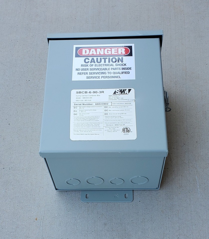 SMA Solar SMA, Combiner Box, 6 Circuits, 90A, 600VDC, 6-3R, SBCB 6-90 ...
