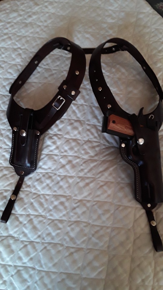 1911 Leather Shoulder Holster Rig w/Extra Magazine Carry (New) | eBay