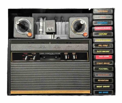 ATARI CX-2600A Console 18 Games Wood Grain Video Game Organizer TESTED ...