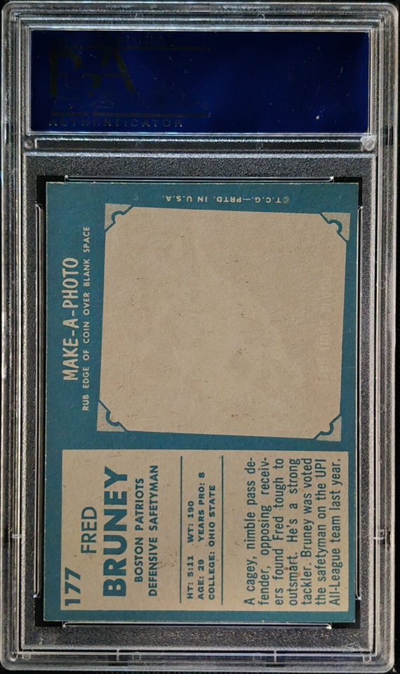 PSA 8 NM-MT 1961 Topps Football Fred Bruney #177 Boston Patriots | eBay
