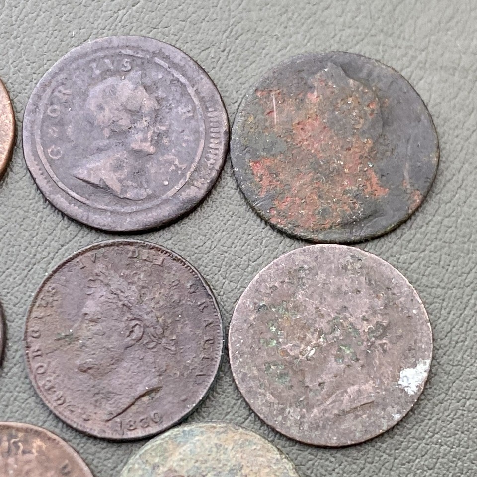 10x Charles II - William IV Farthing Coins George I II IV 1719 Copper ...