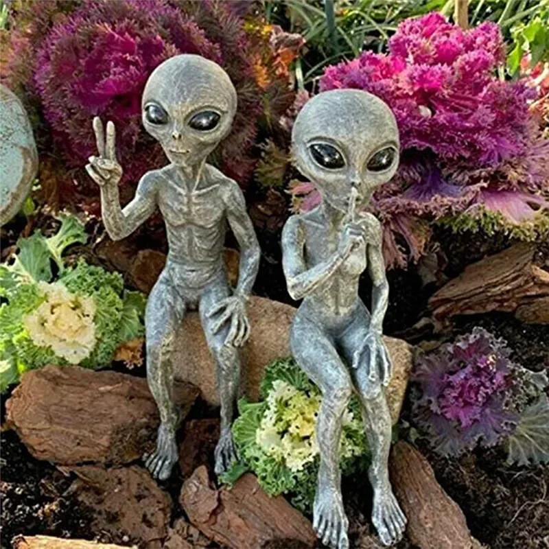 Funny Resin Alien Statue, Garden Gnome Sculpture, Outdoor & Home Decor ...
