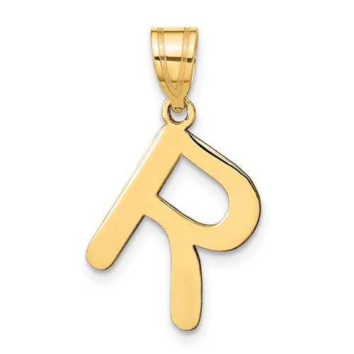 14k Yellow Gold 14k Polished Bubble Letter R Initial Pendant | eBay