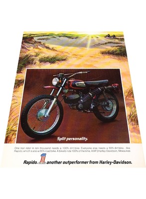 1972 Harley Davidson Rapido Motorcycle Bike Vintage Advertisement Print ...