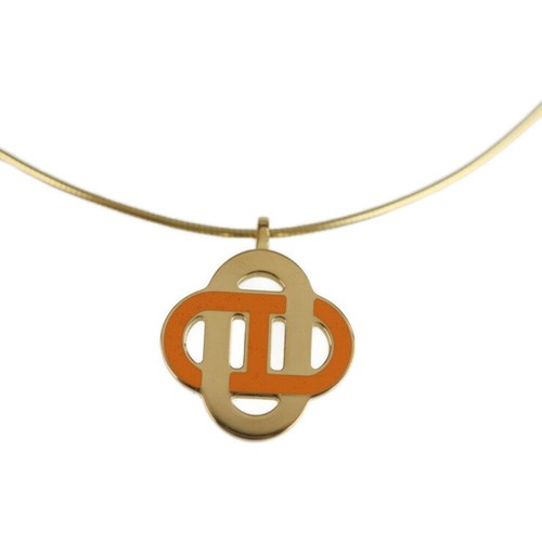 Hermes Necklace Chaine d'Ancre Isatis Pendant Orange Gold Color ...