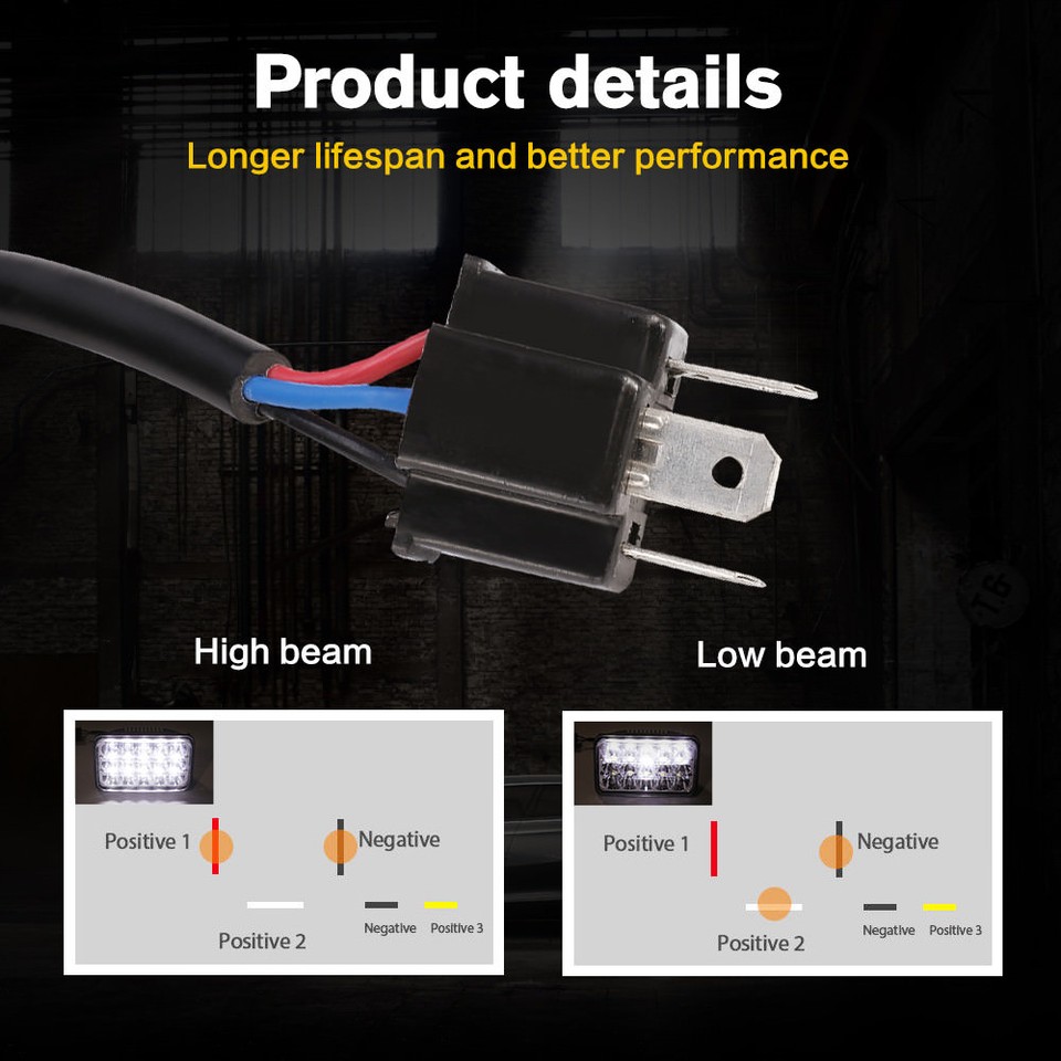 4X 4"x6" LED Headlights Light Bulbs Replace HID H4656/4651 Sealed ...