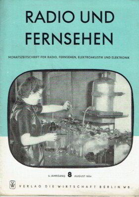 Radio und Fernsehen Zeitschrift Akustik Elektronik DDR 1954 Heft 8 ...