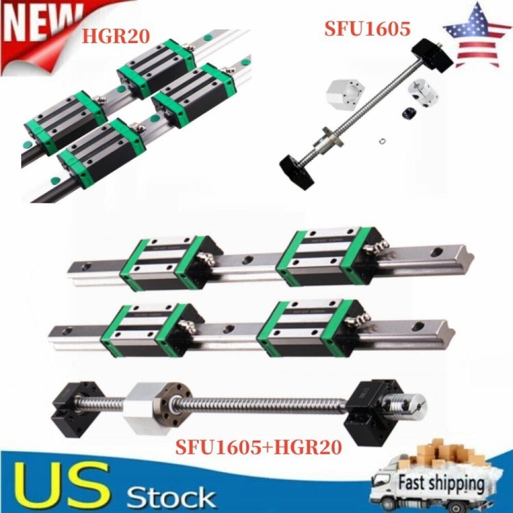 HGR20 Linear Guide Rail HGH20CA Block SFU1605 Ball Screw BF12/BK12 CNC ...