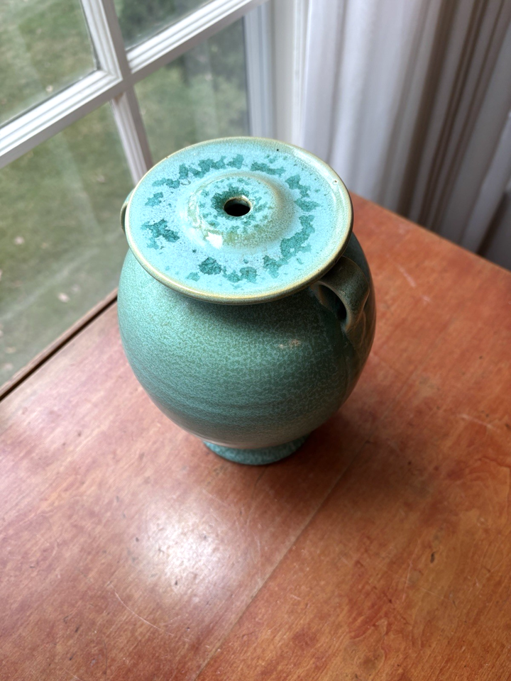 Rare Cole Art Pottery Lamp Base Sanford North Carolina aqua Glaze Vtg 8 ...