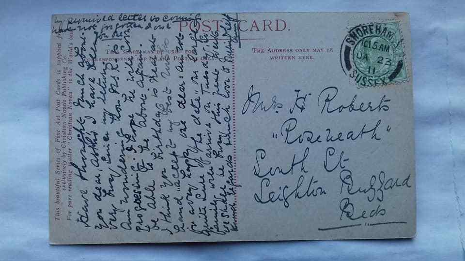 Antique postcard Barnsley Shoreham by Sea 1911 Leighlin stainborough ...