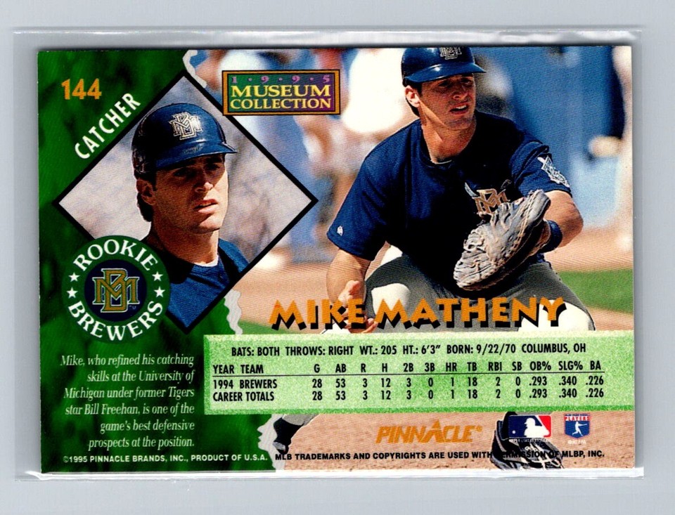 1995 Pinnacle Mike Matheny In Person AUTO Museum Collection | eBay