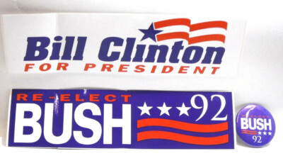 Vintage 1992 Democrat "Bill Clinton for President" Bush Unused Bumper ...