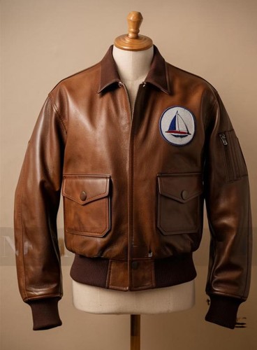 Vintage A2 Flight Jacket Real Leather Bomber Jacket, 40’s Slim Fit ...
