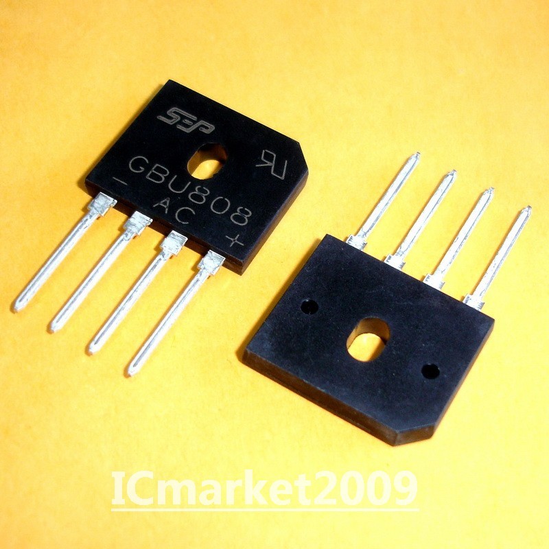 50 PCS GBU808 SIP-4 GBU 808 8.0 Amp Glass Passivated Bridge Rectifiers ...