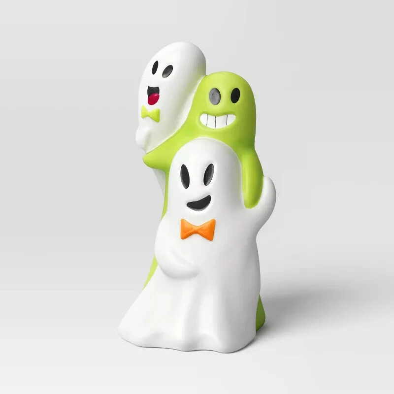Halloween 18" Lit Stacking Ghosts with Lime Green Blowmold Blow Mold ...